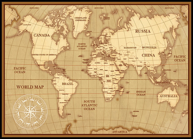 Poster con mappa del mondo d'epoca | Posterbox